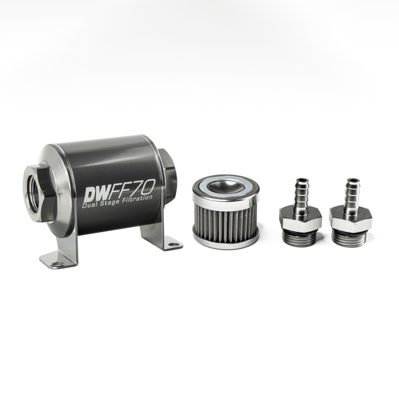 DeatschWerks S/S 5/16in 40 Micron Universal Inline Fuel Filter Housing ...