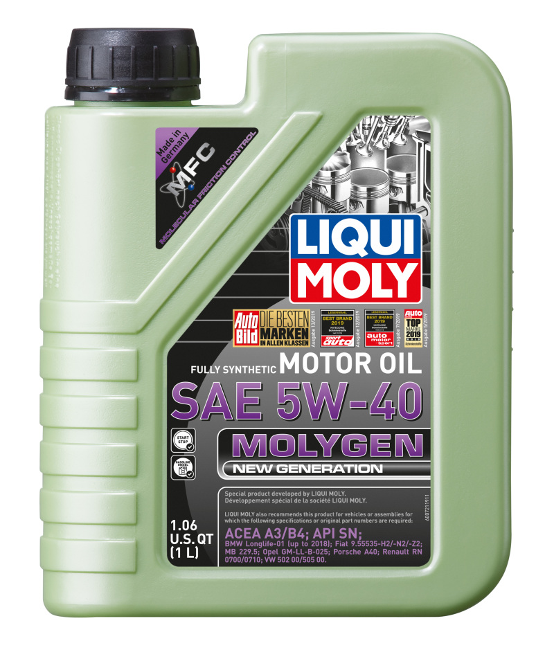 LIQUI MOLY 1L Molygen New Generation Motor Oil 5W40 Cabriolet FOR 85 VW ...
